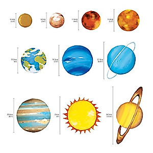 Decowall DS8-1307 Planets in The Space Kids Wall Decals Wall Stickers Peel and Stick Removable Wall Stickers for Kids Nursery Bedroom Living Room