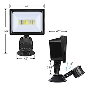 EDISHINE 65W LED Security Lights Motion Sensor Outdoor Light, 6670LM Dusk to Dawn Flood Light, 3 Modes, 5000K, IP65 Waterproof, Exterior Flood Light for Garage, Yard