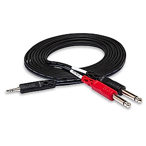 Hosa CMP-153 3.5 mm TRS to Dual 1/4" TS Stereo Breakout Cable, 3 Feet, Laptop