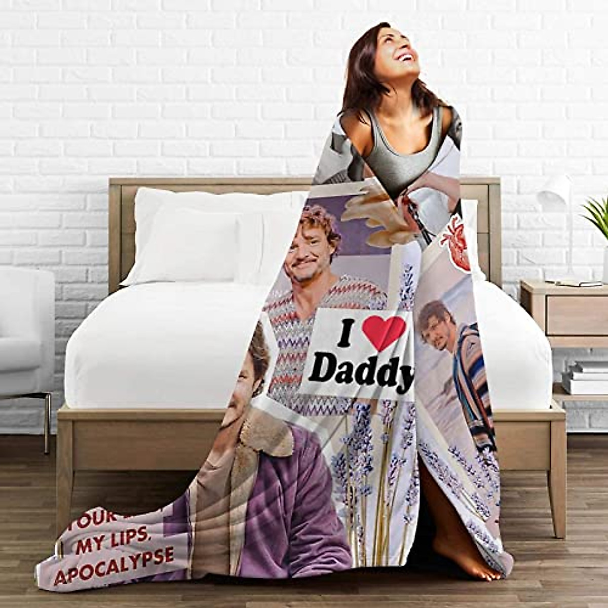 JULES Soft Pedro Pascal Collage Blanket 40'' x 50'' Flannel Fleece Blankets for Home Sofa Bed Room