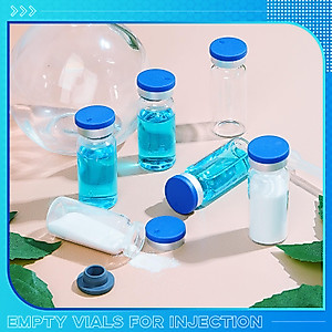 Lallisa 50 Pack Glass Vials Clear Glass Headspace Vials with Plastic-Aluminum Flip Caps and Rubber Stoppers Flat Bottom Lab Vial Sealed Sample Vials
