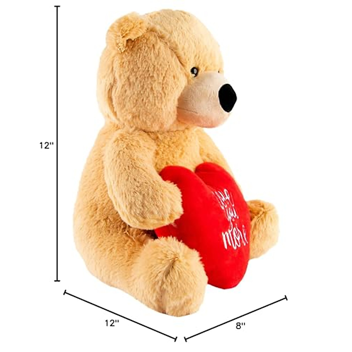 JENVIO I Love You Teddy Bear – Love You More 12 Inch Plush – Heart Stuffed Animal for Girlfriend Boyfriend Gift Age 15 and UP Valentine's Day Gift
