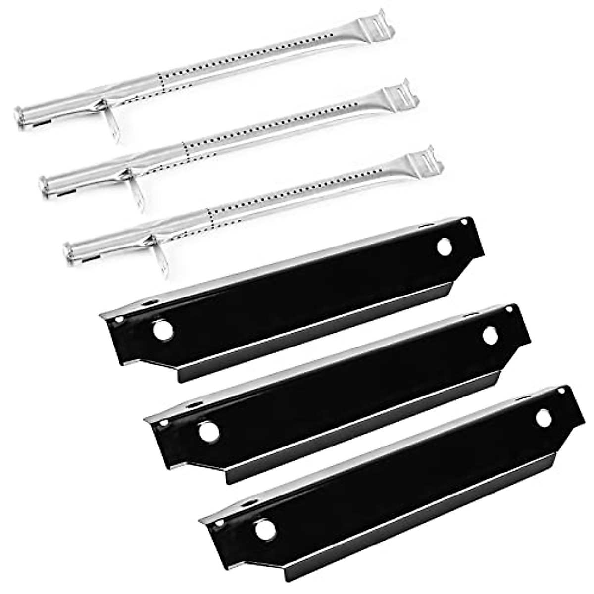 Hisencn Replacement Parts Grill Burner, Heat Plate Shield, Grill Grates for Dyna-Glo 3 Burner Open Cart Propane DGC310CNP-D, DGC310RNP-D, DGC310BNP-D, 19 3/5 inch Porcelain Coating Steel Cooking Grid