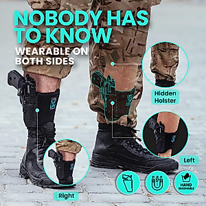 Ankle Holster for 380 and 9mm – Fast Silent Draw – Comfortable & Durable | Fits: SIG P365 P238 Ruger LCP 380 LC9 EC9s Glock 26 42 43, Hellcat, Bodyguard 380, M&P Shield & Similar Guns [380 9mm 22 LR]