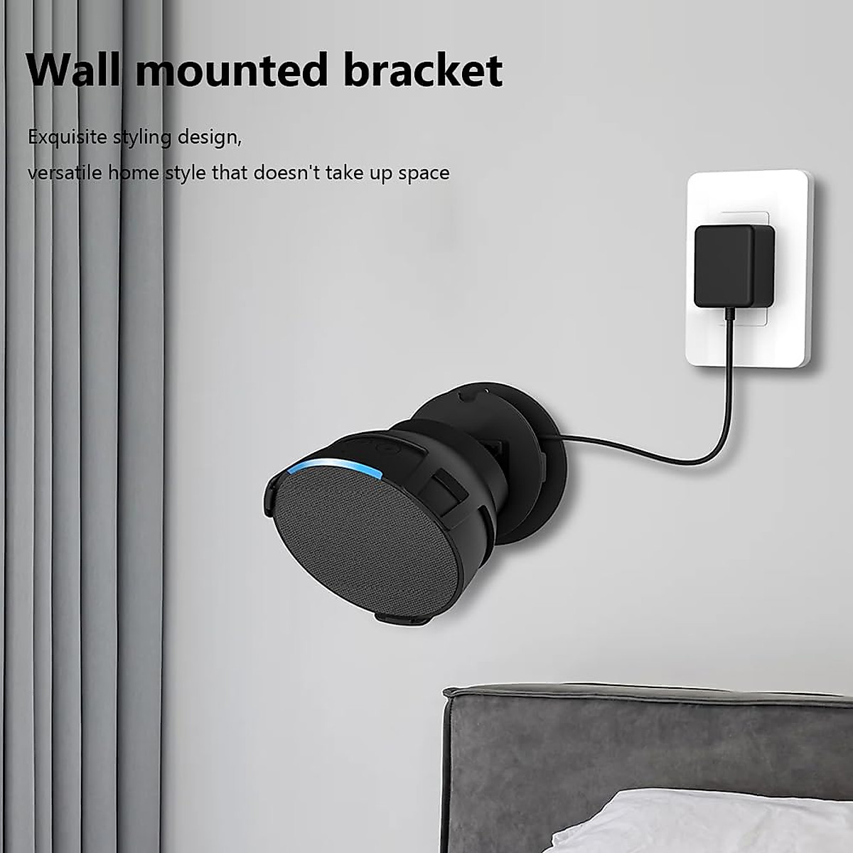 sikiwind Smart Speaker Holder, Wall-Mounted Speaker Holder Bracket Space Saving Speaker Box Storage Rack Prevent Falling Home Decoration Built-in Cable Management for Amazon Echo Pop