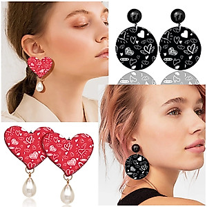 Juome Valentine's Day Silk Screen Stencils for Polymer Clay, 3Pcs Reusable Silk Screens Printing Kit for Polymer Clay Cutters, Polymer Clay Tools for Earring Jewelry Making