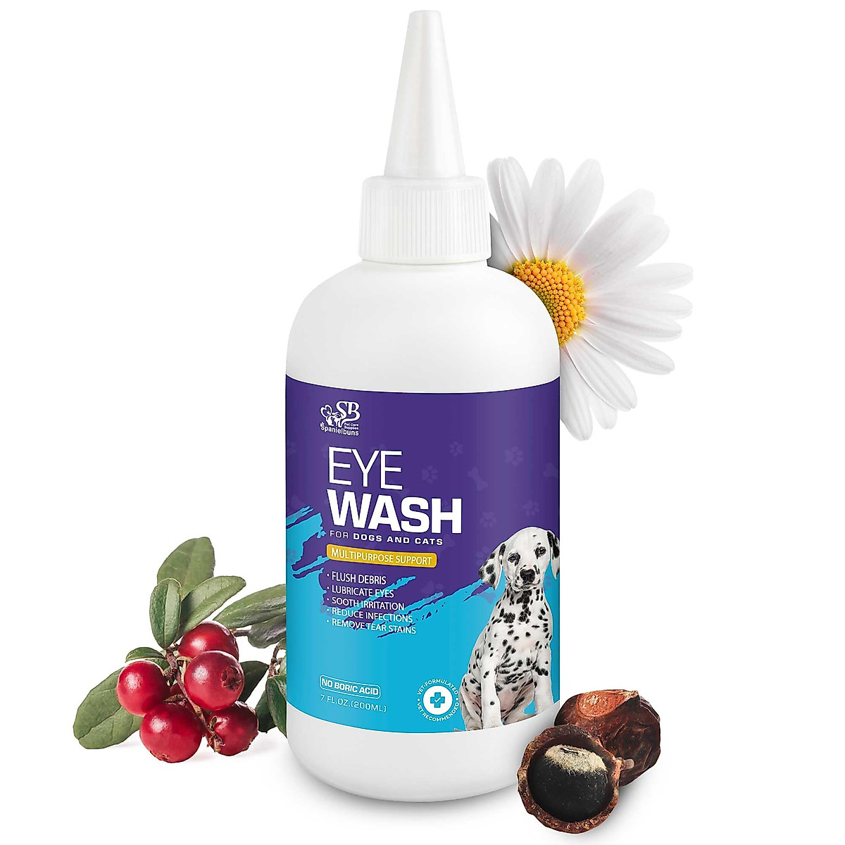 Spanielbuns Dog Eye Drops 200ml,All Natural Ingredients Eye Wash for Dogs and Cats, Cleanses Tear Stains, Mucus, Improves Allergy Symptoms and Dry Eyes(2pack)