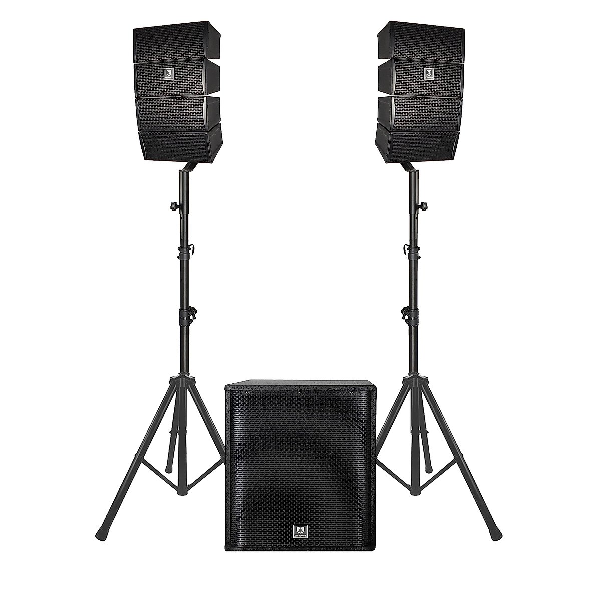 PRORECK Club 3500 15 inch subwoofer 3000W DJ Powered PA Speaker System Combo Set with 8 Array Speakers，Bluetooth, USB, SD Card, Remote Control, for Meeting, Speeches, Churches, Performances, DJ Gig