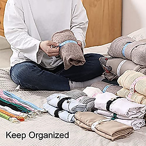 Veiai Clothing Storage Strap, 24PCS Wrapping Storage Straps with Button Clothes Organizer Tool for Houseware Closet, Travel, Trip
