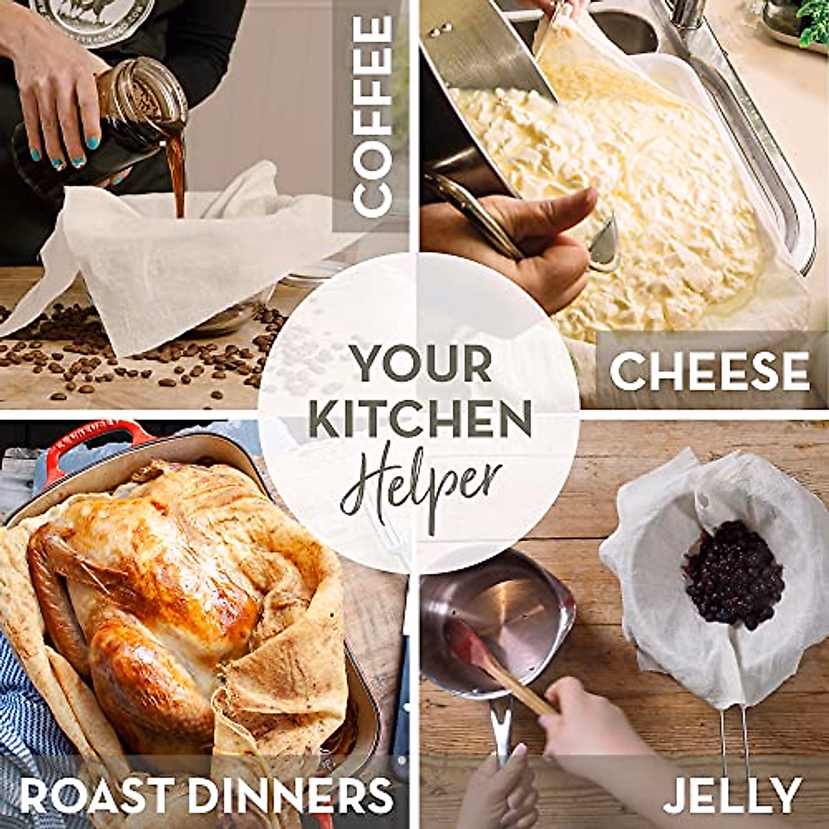 American Cotton Cheesecloth for Straining - 2 Pack Large 23" Precut Cheese Cloth Squares, Hemmed Muslin Fine Reusable Strainer