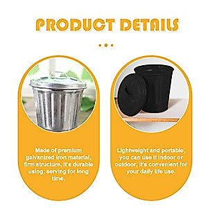 LUOZZY 3pcs Small Metal Trash Can with Lid | Galvanized Trash Can | Small Galvanized Trash Can with Lid Mini Desktop Wastebasket Tiny Garbage Can Flowerpots, 3.5 x 3.7 inch
