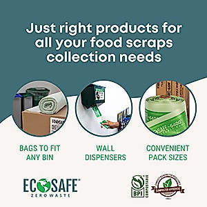 EcoSafe-6400 CP1617-6 Certified Compostable Bag - 16x17” Green Bags for 2.5 Gallon Bin - Extra Strong Leak, Puncture and Tear Resistant Food Scraps Bin Liners, Pack of 90