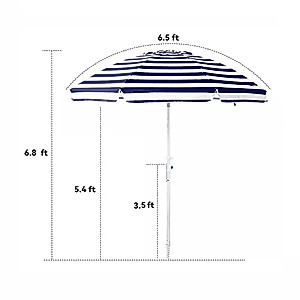MEWAY 6.5ft Beach Umbrella with Sand Anchor & Tilt Mechanism, Portable UV 50+ Protection, Outdoor Sunshade Umbrella with Carry Bag, for Garden Beach Outdoor