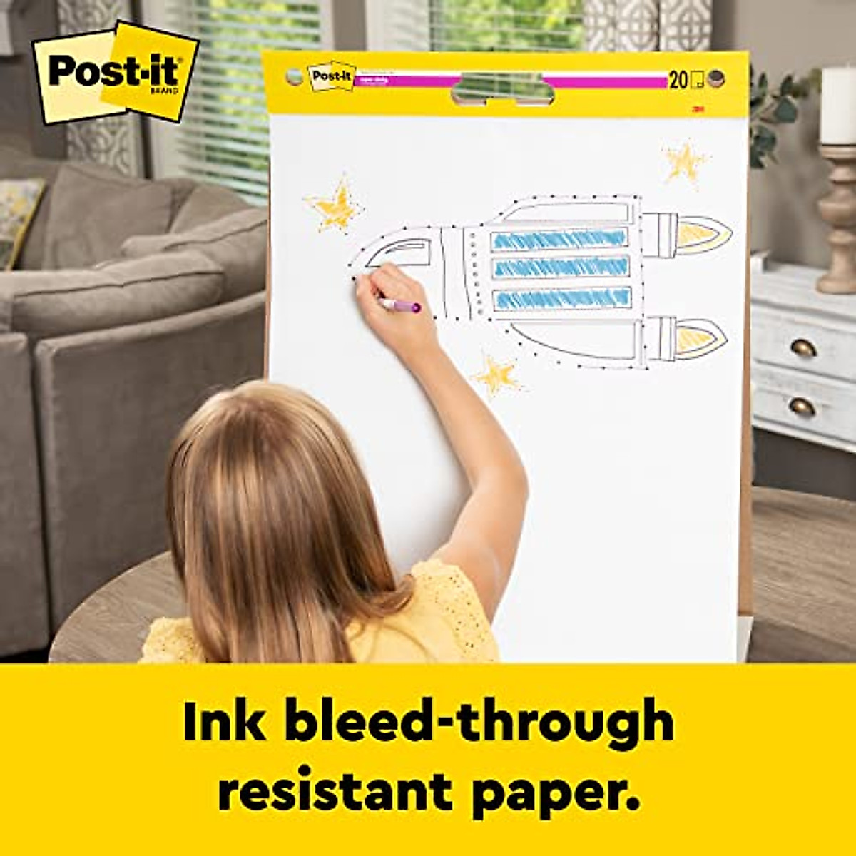 Post-it Doodle Pad, Portable Art Easel, Self-Stick Tabletop Easel Pad, 20 in x 23 in, 20 Sheets/Pad, 2 Pads/Pack (563R-DP)