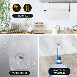 PHUNAYA Under Cabinet Paper Towel Holder Wall Mount for Home Kitchen,Stainless Steel for Large Rolls-Black