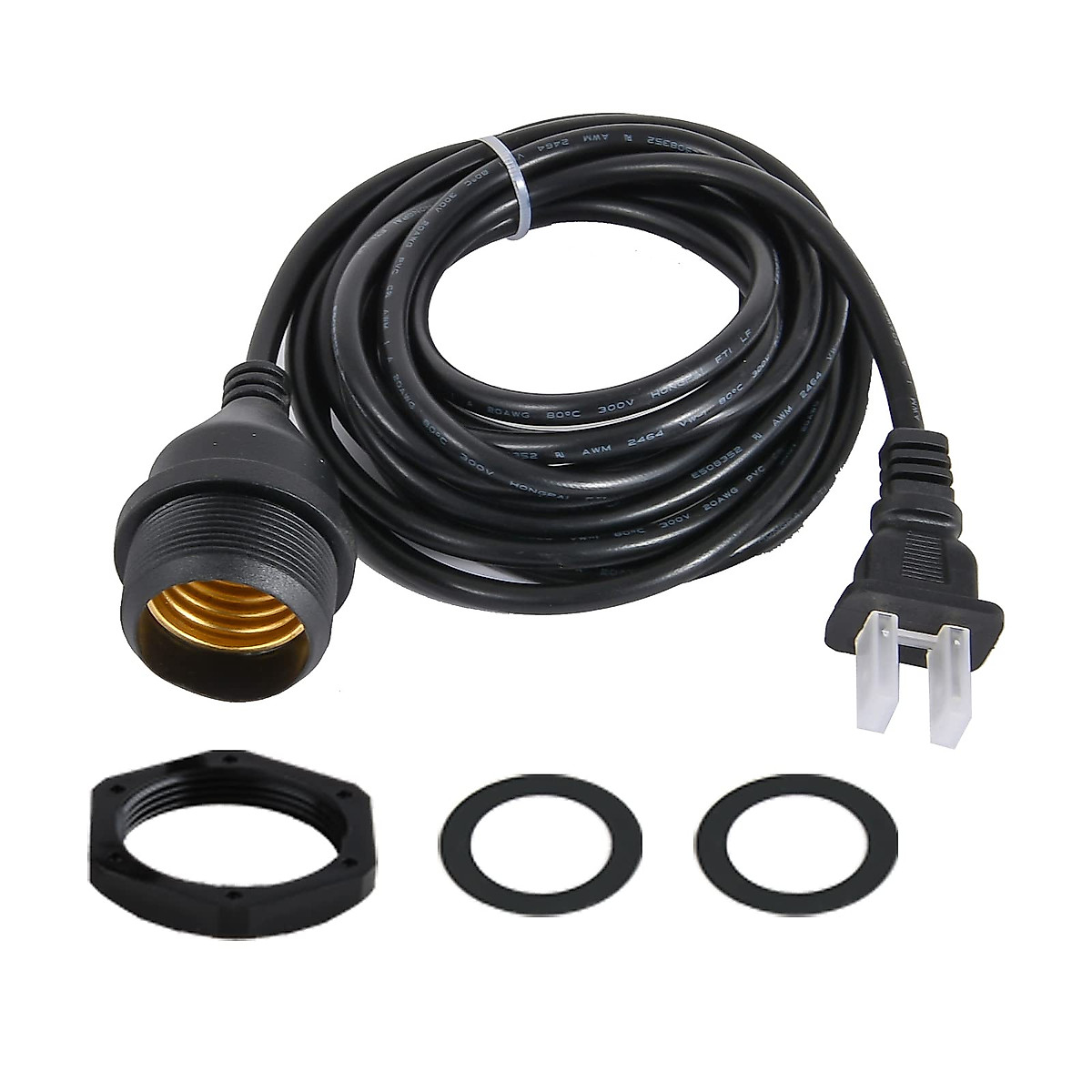 10Foot With Wire Electric Light Socket Waterproof Plug Light Outdoor Plug Light E26/E27 Socket With Wire Electric Light Socket Temporary Building Lighting Waterproof Socket With Wire Electric 6017