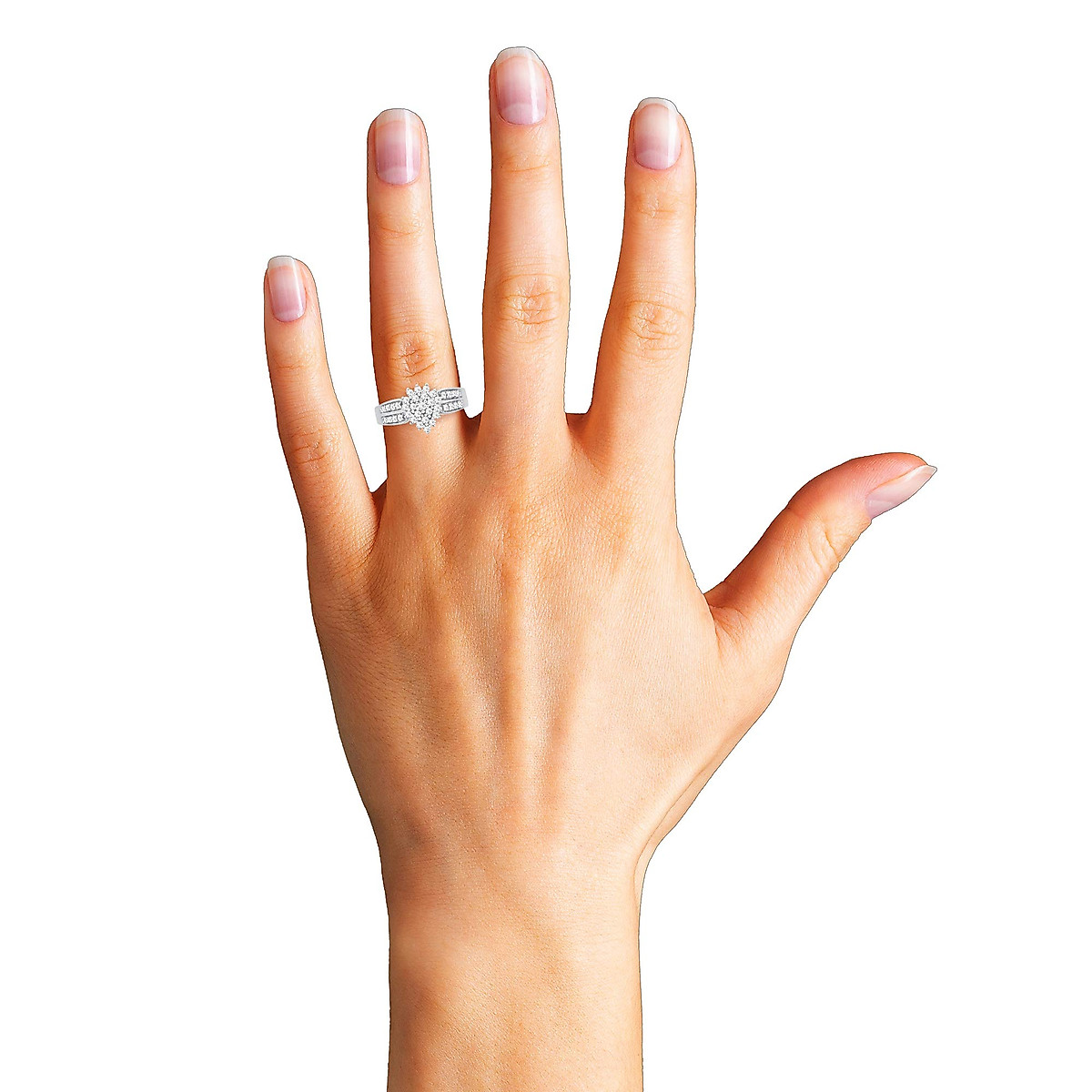 Beyond Brilliance 1/2 Carat Diamond, Prong-set, 10K White Gold Round Cut Pear shape Diamond Anniversary Ring (I-J, I2-I3) | Natural Diamond Rings For Women | Gift Box Included