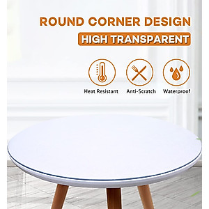 58 Inch Dia Round Crystal Clear Plastic Table Protector Cover Wipeable Circle Vinyl PVC Tablecloth Dining Table Pad Wood Glass Marble Furniture Desktop Protector Tabletop Countertop Protective Cover