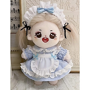 niannyyhouse 15cm Plush Doll Clothes Maid Set Headdress Dress Apron Shorts 6in Doll Dress Up (Pink)