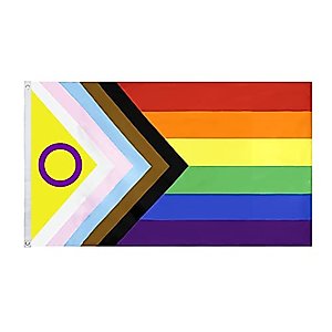 ANJOR Intersex Progress Pride Flag 3x5Fts - All inclusive Lesbian Gay Bisexual Transgender Rainbow Flag