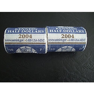 2004 P & D Kennedy Half Dollar Rolls From US Mint 40 Halves Coins