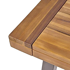 Great Deal Furniture Beau Outdoor Eight Seater Wooden Dining Table, Teak and Rustic Metal Finish