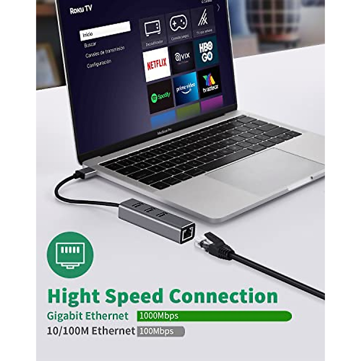 USB 3.0 to Ethernet 4-in-1 Hub for Fast Data & Gigabit Network