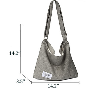 TCHH-DayUp Hobo Bags for Women Canvas Crossbody Tote Large Cute Handbags Casual Shoulder Purses Gray