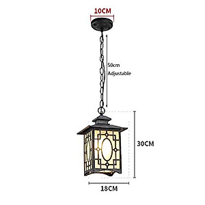 WHYA 30cm Victoria Retro Chain Adjustable Ceiling Pendant Lamp Aluminum Glass E27 Exterior Rainproof Hanging Lantern European Villa Garden Courtyard Porch Terrace Outdoor Droplight Chandelier