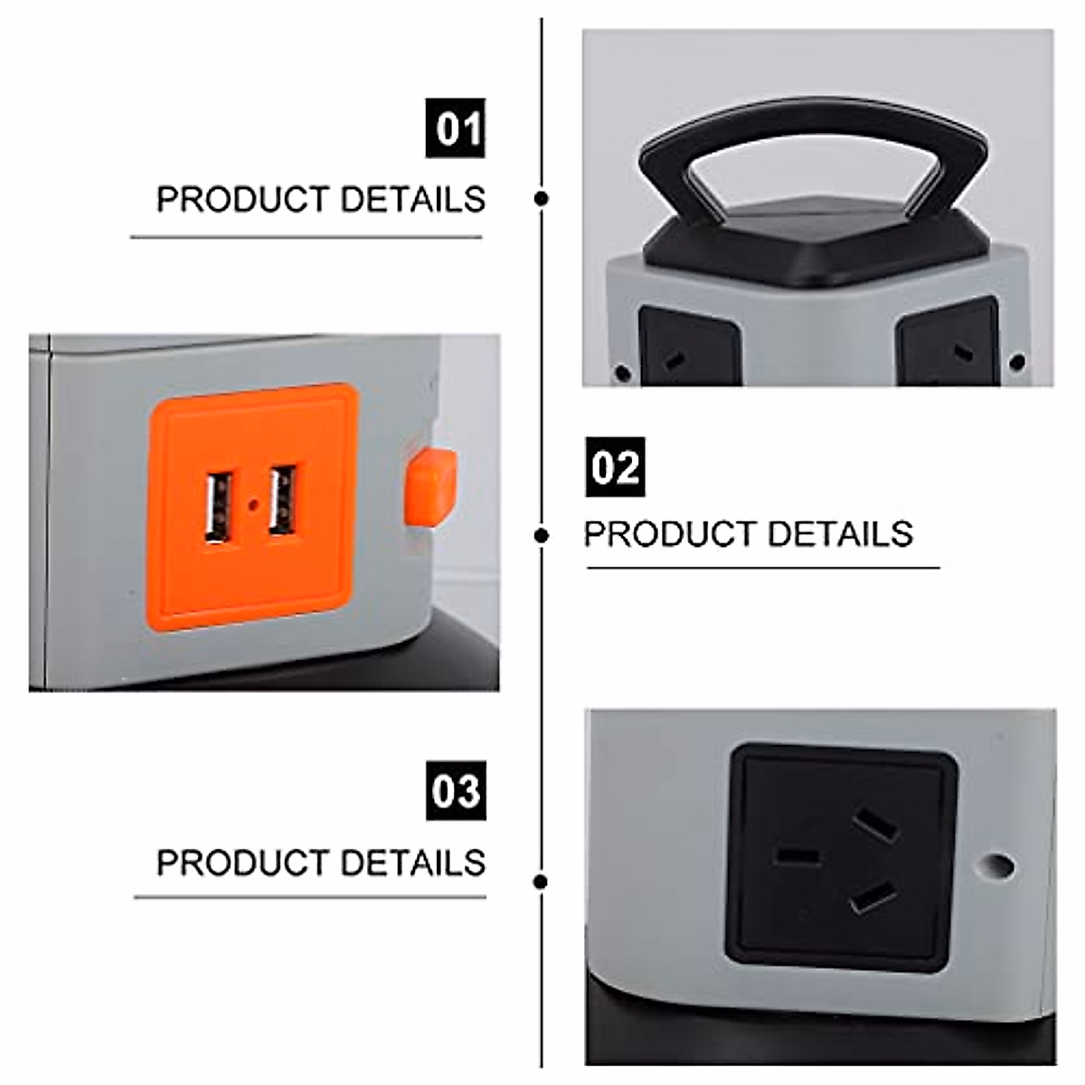 2 Power Outlet Home Power Board Power Board Outlets Socket Power Board with Surge Protector Strip Smart Charging Socket USB Power Supply Pc Fireproof Material