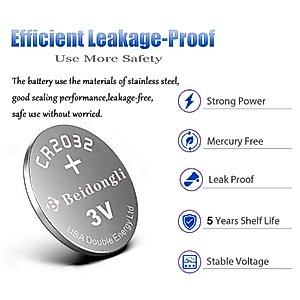 Beidongli CR2032 Battery 3V Lithium Battery Coin Button Cell 20 Count 【5-Year Warranty】