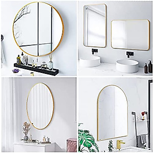 SCWF-GZ 20x30 Arch Mirror Square Wall Mounted Metal Frame Mirrors for Entryway Bedroom Bathroom Living Room 22x30 24x36 inch Black Silver - Gold
