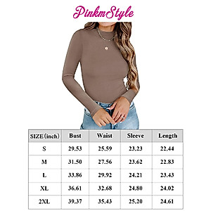 PINKMSTYLE Womens Mock Turtleneck Long Sleeve Tops Double Lined Tight Shirts Base Layer Fall Outfits Cream Small