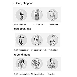 Hand Blender Set, 1000W 5 Speed Electric Handheld Hand Mixer Stick with 500ML Ground Meat Bowl, 700ML Grinding Cup, Stainless Steel Stick Blender Food Processor for Egg Food Juicing Meat Mixing