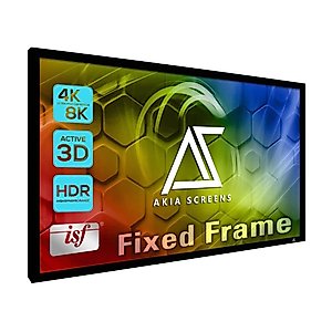 Akia Screens Fixed Frame Projector Screen 120 inch 16:9 8K 4K Ultra HD 3D Ready Wall Mount CINEWHITE UHD-B 120 Projection Screen for Indoor Movie Video Home Theater Cinema Office AK-FF120WH2