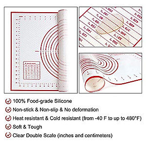 Large Silicone Pastry Mat Non Stick,Non Slip Baking Mat with Measurement Fondant Mat, Counter Mat, Dough Rolling Mat, Oven Liner