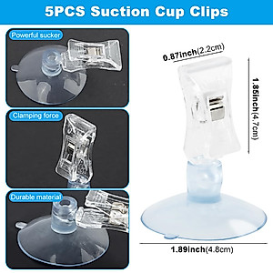 5Pcs Wall Suction Cup Clip, Sucker Clamp Plastic Suction Cups Holder Reusable Kitchen Plastic Round Clamps Holder Business Cards Clamp for Bathroom Kitchen Windows
