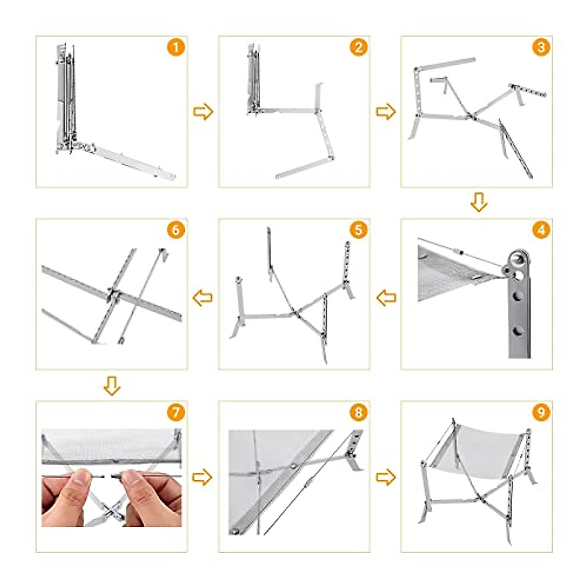 KingCamp Folding Campfire Grill Kit Camp Grill Over Fire Stainless Steel Camping Portable Grill Grate Stove Burner Outdoor Firepit with Carrying Bag for Backpack Cooking Picnic Hiking,BBQ