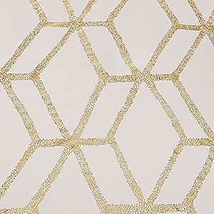 Comfort Spaces Vivian Comforter Set Ultra Soft All Season Lightweight Modern Geometric Glam Metallic Print Bedding, Matching Sham, Decorative Pillow, Full/Queen, Geometric Blush/Gold