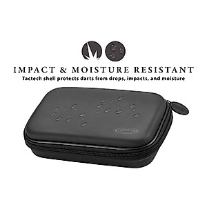 Casemaster Sentinel 6 Dart Case, Holds Extra Accessories, Tips, Shafts and Flights, Compatible with Steel Tip and Soft Tip Darts, Impact & Water Resistant Tactech Shell, Black Zipper