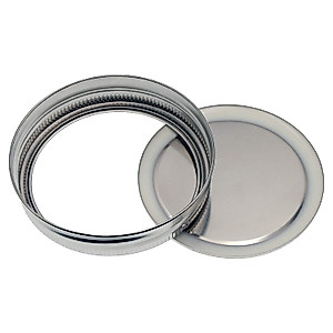 Stainless Steel Rust Proof Mason Jar Canning Lids and Bands/Rings - 10 Pack - Split-Type Mason Jar Tops/Caps for Wide Mouth (86MM) Jars, Polished Surface, Reusable, Leak Proof