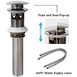 ALWEN Bathroom Faucet Brushed Nickel, Bathroom Faucets for Sink 1 Hole, Single Faucet with Pop Up Drain, Modern Bathroom Sink Faucet