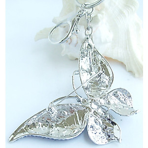 Sindary Pretty Butterfly Keychain Pendant Austrian Crystal K4538 (Silver-Tone Blue)