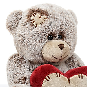 Nleio Teddy Bear Stuffed Animals, 15.7" Stuffed Bear Plush, Cute Stuffed Animal with Hat & Pillow, Small Teddy Bears for Baby Newbow Birthday Decoration Gifts for Kids Girlfriend