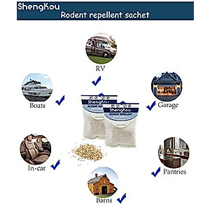 ShengKou Deterrent Mouse Repellent Pouches, Keep Rodent, Mice, Rats Away from Your House, Indoor, Cars, Vehicles, Home (4 Packs)