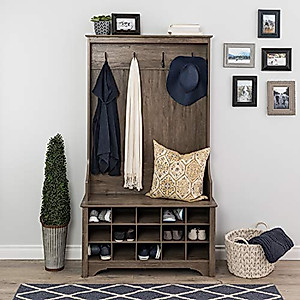 Prepac Hall Tree with Shoe Storage, Drifted Gray
