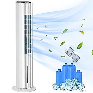 HOMCOM 42" 2-In-1 Evaporative Air Cooler, Portable Cooling Fan for Home Office with 3 Modes, 3 Speeds, Remote Control, Timer, LED Display, 1.3 Gal Water Tank, White