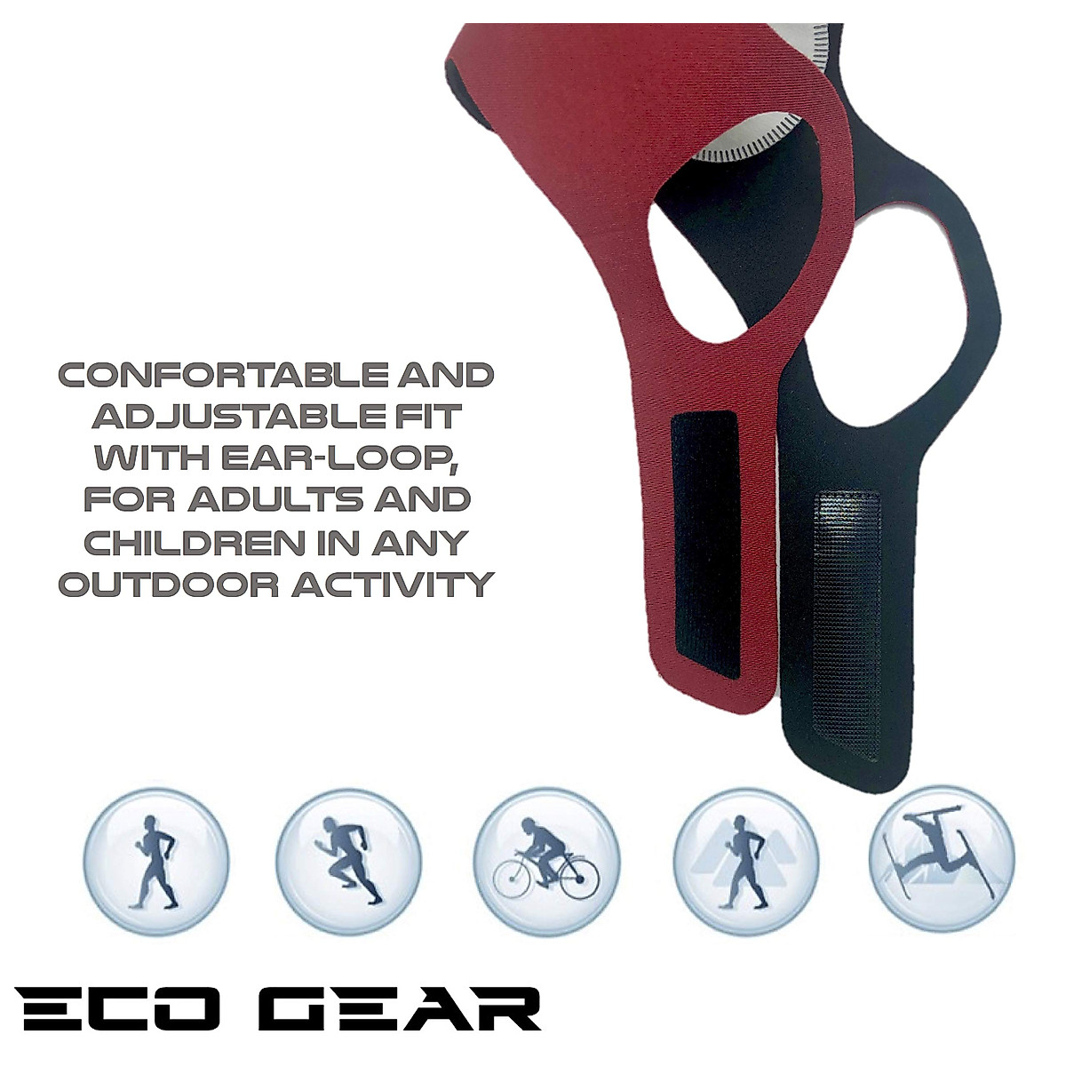 ECO-GEAR Anti Pollution Face Mask with Military Grade Activated Carbon Protection | Anti Smoke, Exhaust Gas, Dust, Pollen | Running, Walking, Cycling and other Outdoor Activities (Pure Red)