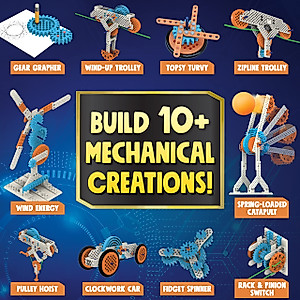 Gears & Gadgets 194pc Kids Building Toys - Build Large & Small Robotic Projects - STEM Toys for Kids Education - Construction Building Kit - Engineering Activities Science Kits for Kids Age 8-12