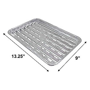 J-Line Design Aluminum Grill Toppers Complete with Silicone Basting Brush and Stainless Steel Mini Tongs - 18-Pack Disposable 13.25 by 9 Inch Pans with Holes for Barbecue Grill Grate